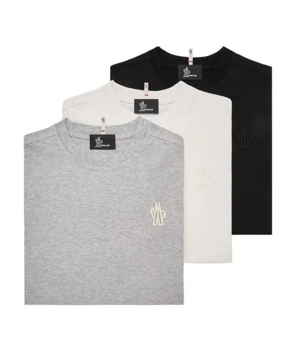 Moncler Logo Patch Cotton Blend T-shirt - White/black/gray