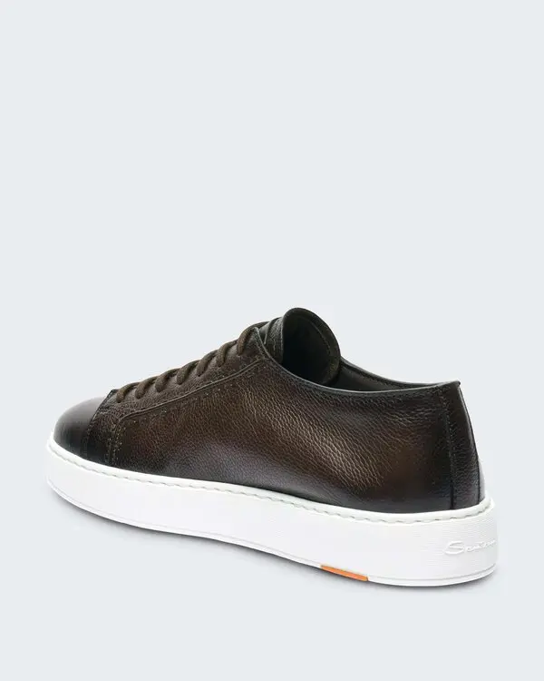 Santoni Heren Sneaker In Bruin Leer