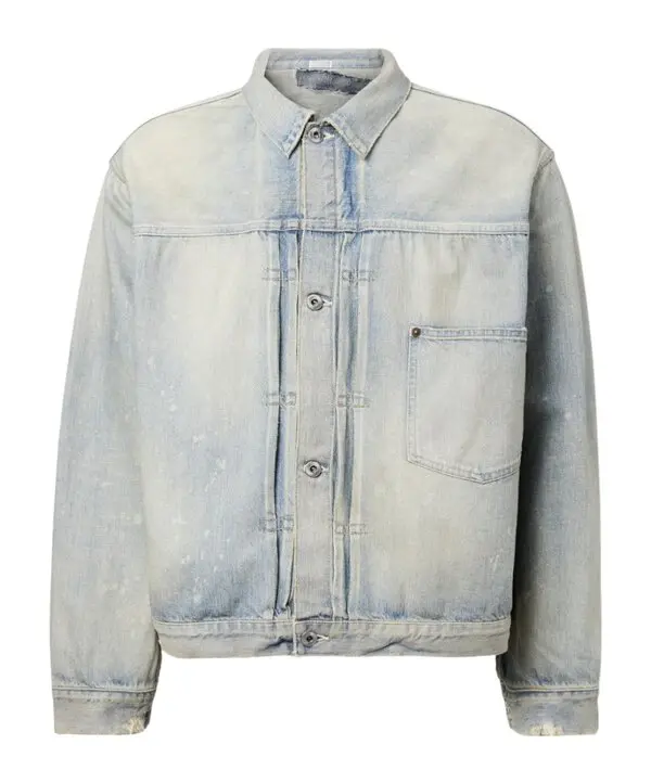 A.PRESSE Effect Pleated Denim Jacket - Bleached