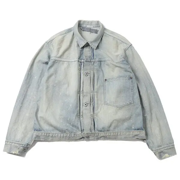A.PRESSE Effect Pleated Denim Jacket - Bleached