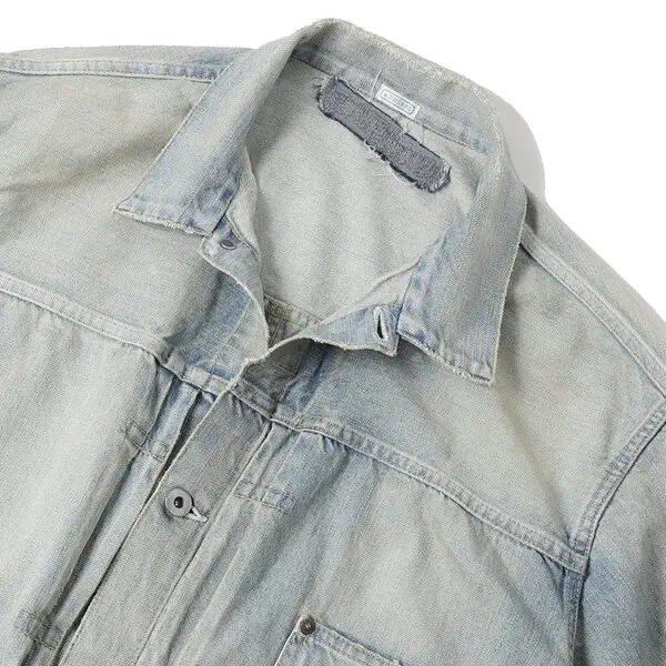 A.PRESSE Effect Pleated Denim Jacket - Bleached
