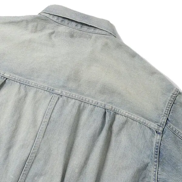 A.PRESSE Effect Pleated Denim Jacket - Bleached