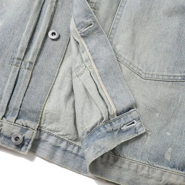 A.PRESSE Effect Pleated Denim Jacket - Bleached