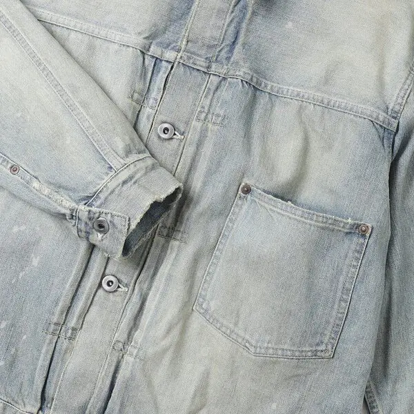 A.PRESSE Effect Pleated Denim Jacket - Bleached