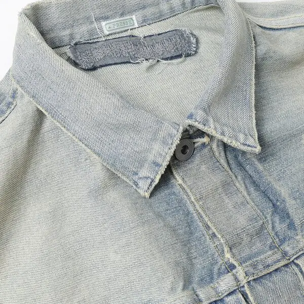A.PRESSE Effect Pleated Denim Jacket - Bleached