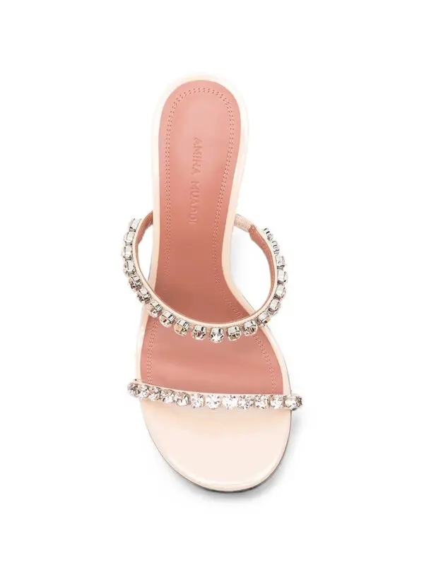 Amina Muaddi Rhinestone-strap High-heeled Sandals - Nude