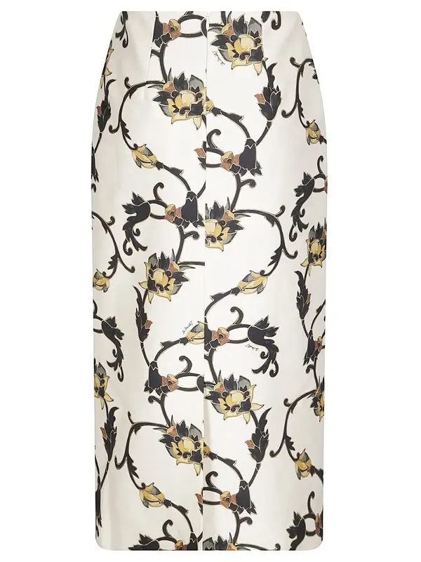 La DoubleJ Floral Print Pencil Skirt - White