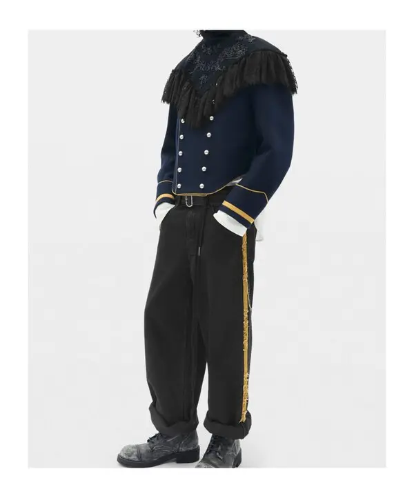 ANN DEMEULEMEESTER Hanno 5 Pockets Straight Leg Loose Trousers With Side Bands