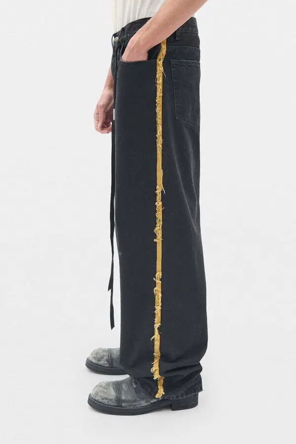 ANN DEMEULEMEESTER Hanno 5 Pockets Straight Leg Loose Trousers With Side Bands