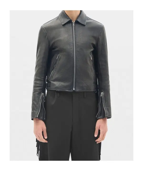 ANN DEMEULEMEESTER Karlo Slim Fit Zipped Biker With Fringes