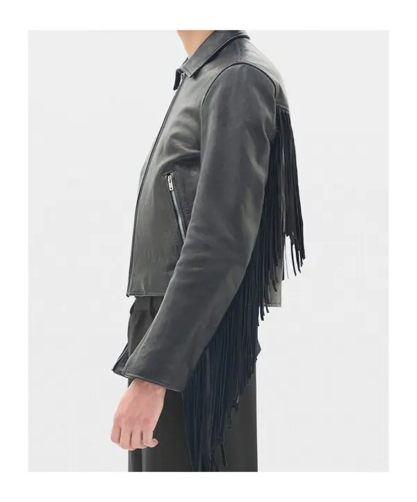 ANN DEMEULEMEESTER Karlo Slim Fit Zipped Biker With Fringes
