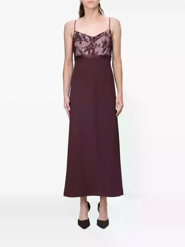 HANITA Lace-panelled Camisole Maxi Dress - Red