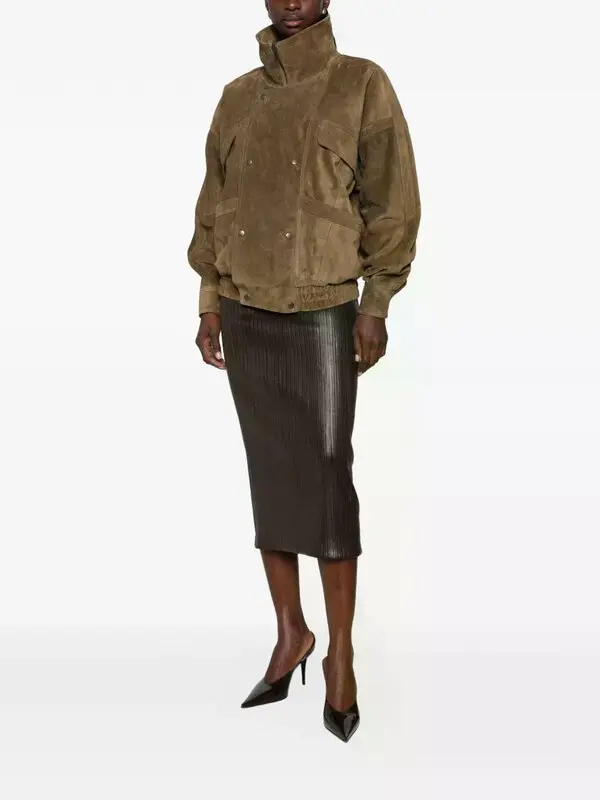 Saint Laurent Suede Double-breasted Jacket - Green