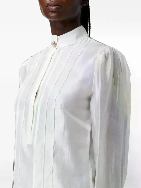 HANITA Pleated Puff-sleeve Blouse