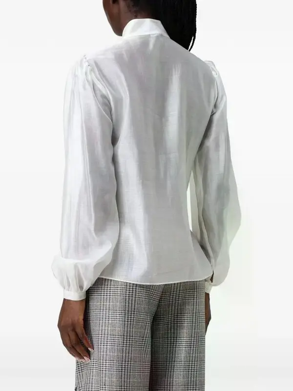 HANITA Pleated Puff-sleeve Blouse - White