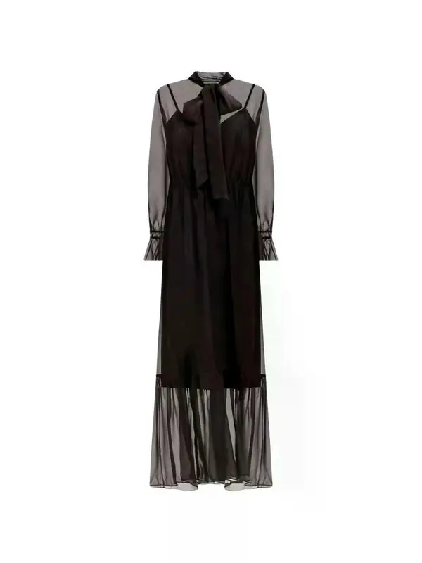 TWINSET Snake-print Pussy-bow Maxi Dress - Brown