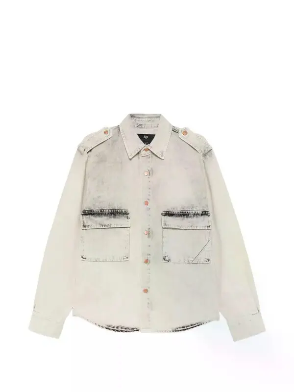 3x1 Kenya Acid-wash Epaulette Denim Jacket