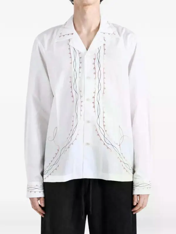 BODE Embroidered Long-sleeve Shirt - White