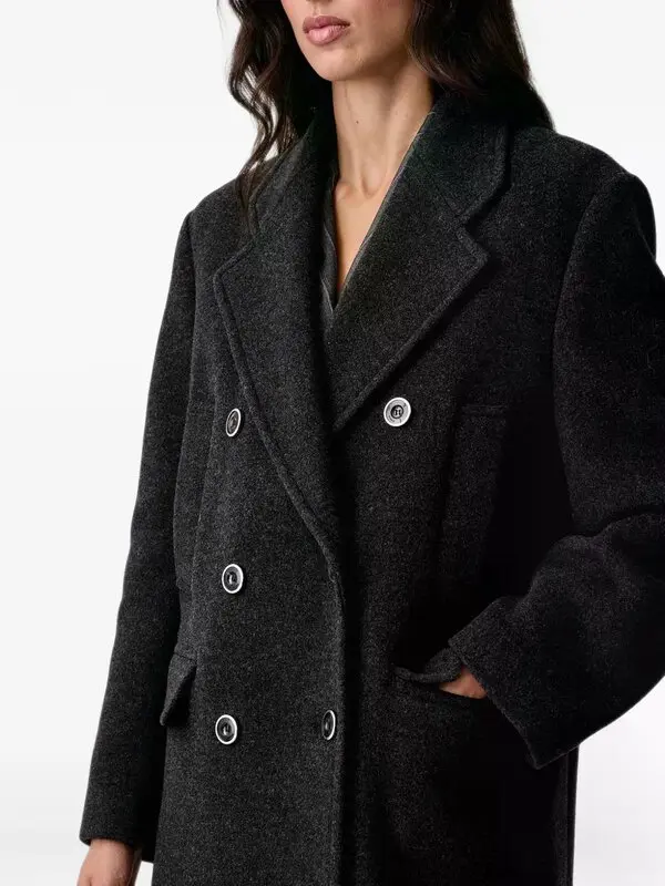 Pinko Long Double-breasted Coat In Wool-blend Fabric