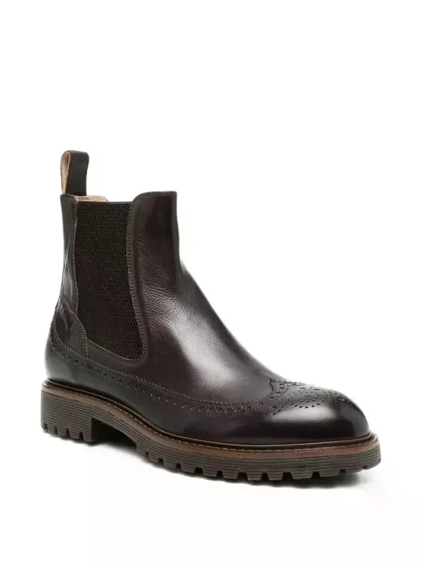 Eleventy Brogue Leather Chelsea Boots