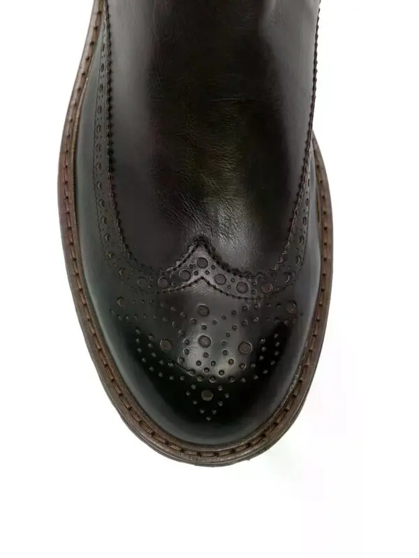 Eleventy Brogue Leather Chelsea Boots