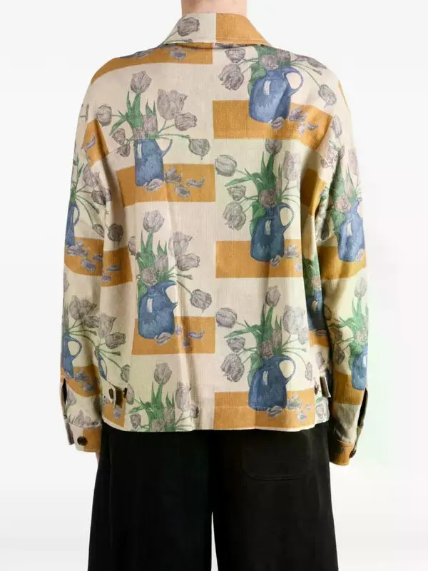 VOWELS Floral-print Striped Jacket