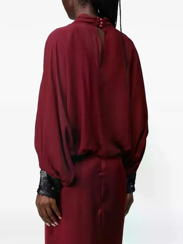 HANITA Sequin-cuff High-neck Top