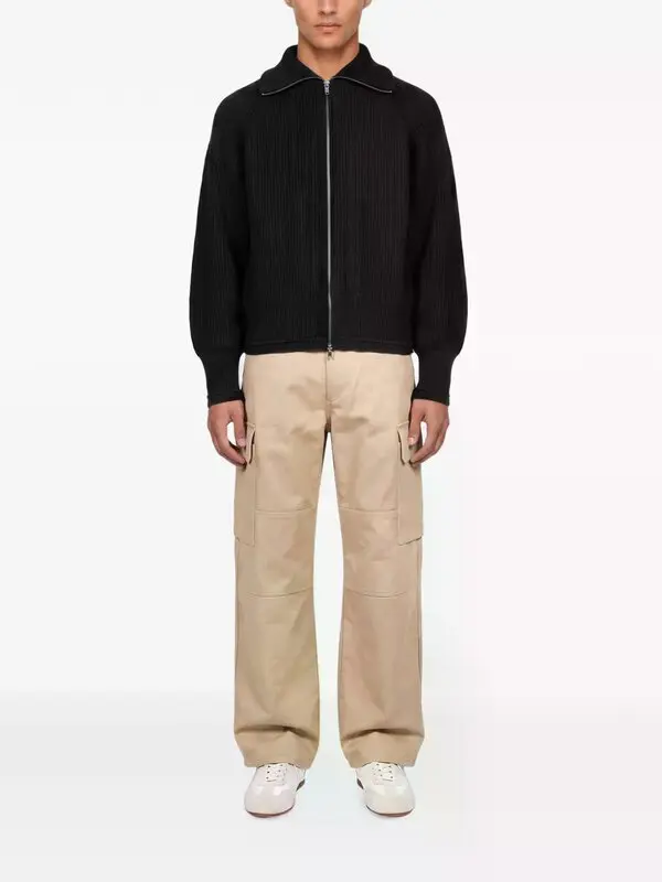 ENTIRE STUDIOS Ribbed-knit Raglan-sleeve Cardigan - Black