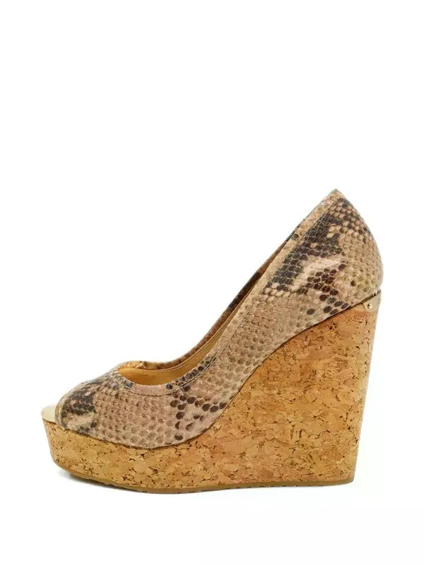 JIMMY CHOO Python-embossed Wedge Pumps