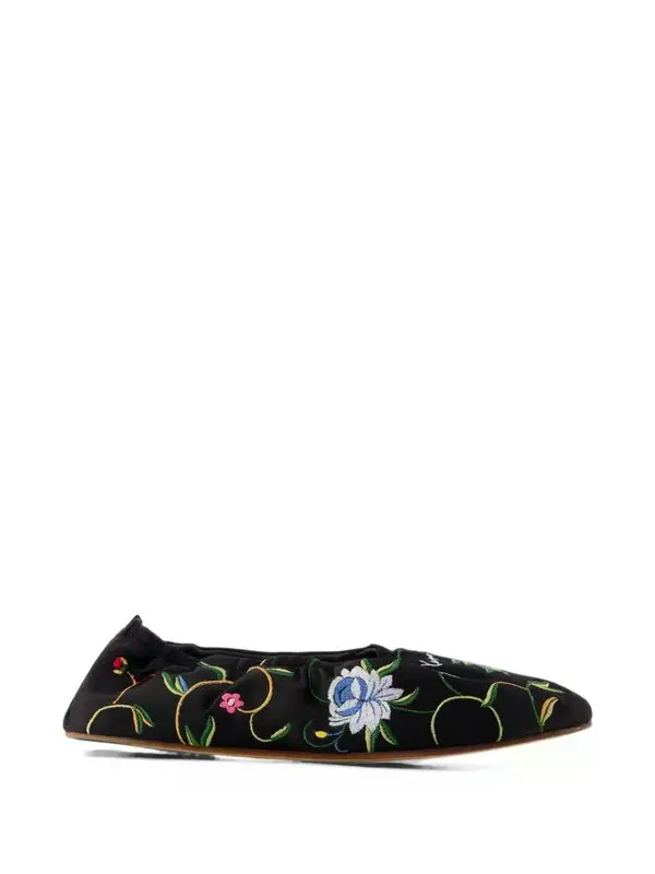 Kenzo Ballet Floral-embroidered Ballet Flats - Black