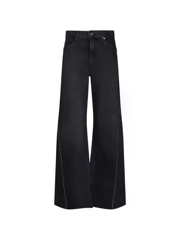 7 For All Mankind Lotta Stud-embellished Wide-leg Jeans