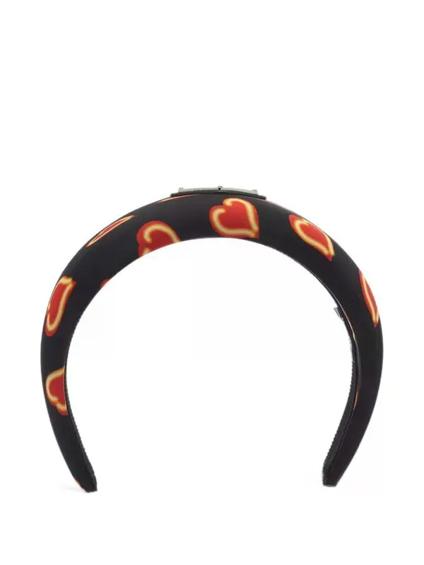 Prada Heart-print Re-nylon Headband - Black