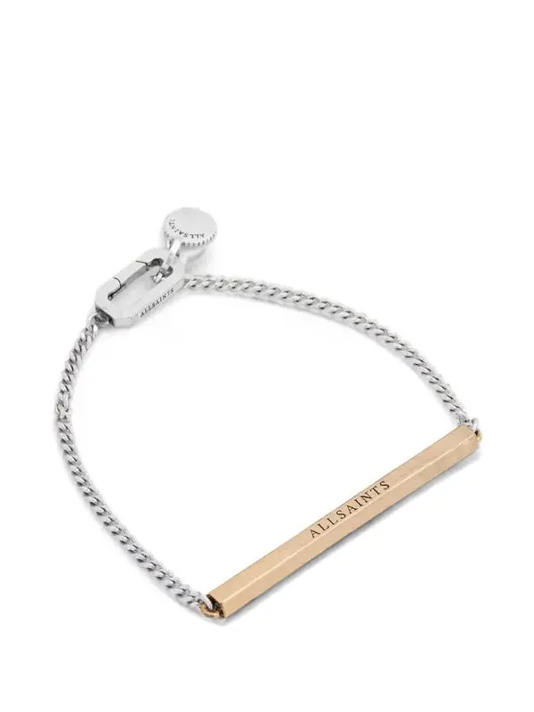 ALLSAINTS Logo-engraved Curb-chain Bracelet - Silver