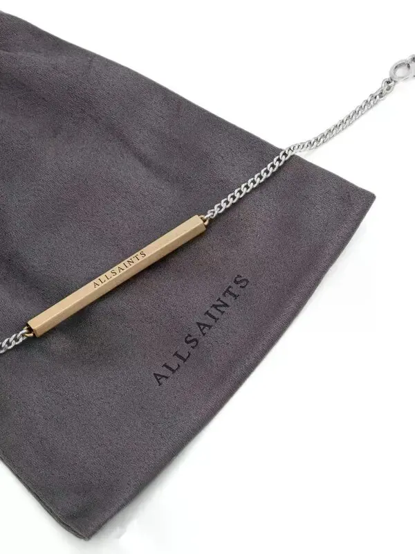 ALLSAINTS Logo-engraved Curb-chain Bracelet - Silver