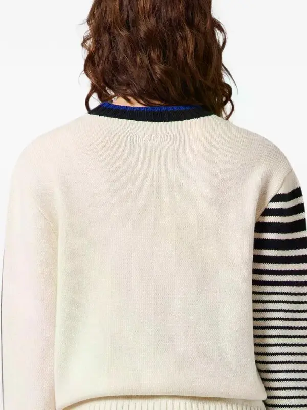 MSGM Cat-intarsia Striped-sleeve Sweater