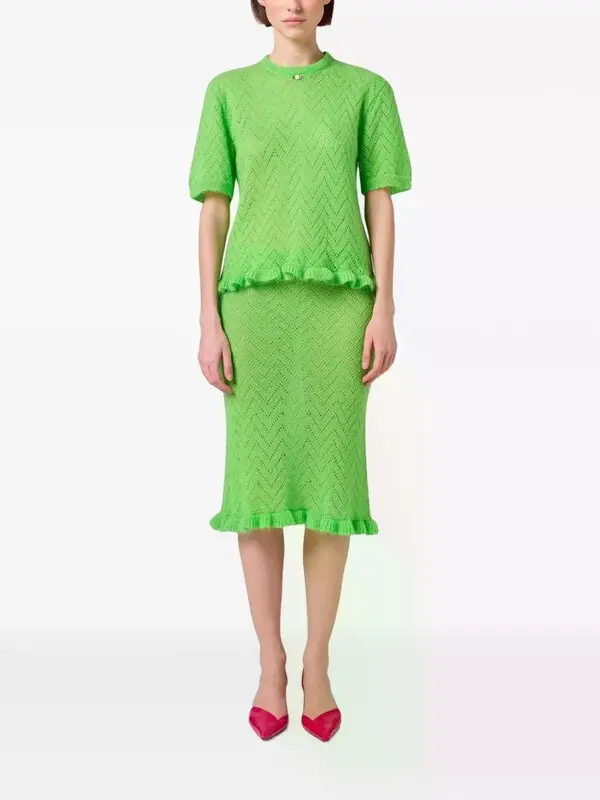 MSGM Chevron-knit Midi Skirt