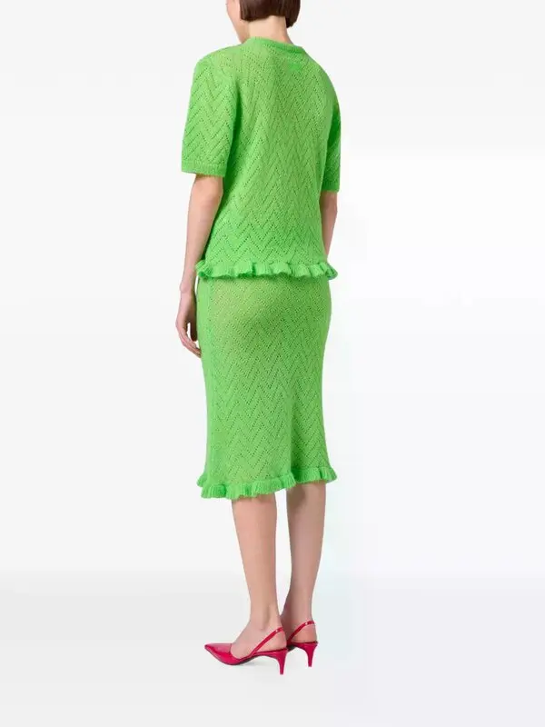 MSGM Chevron-knit Midi Skirt