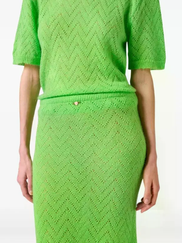 MSGM Chevron-knit Midi Skirt