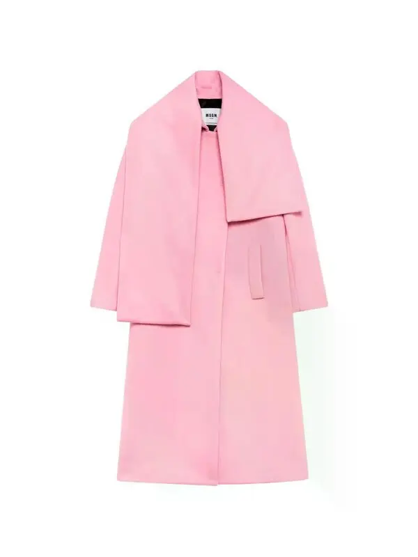 MSGM Scarf-detail Single-breasted Coat