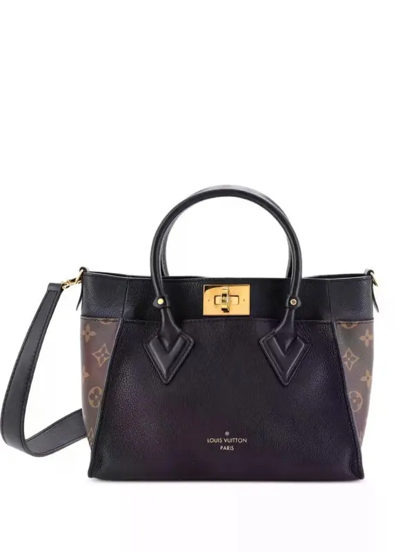 LOUIS VUITTON On My Side Tote Leather With Monogram Canvas Pm Shoulder Bag - Black