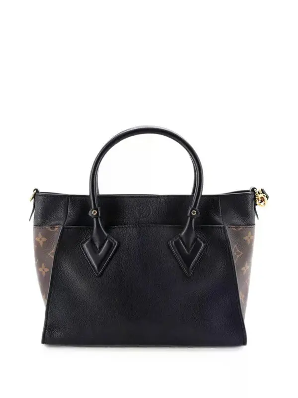 LOUIS VUITTON On My Side Tote Leather With Monogram Canvas Pm Shoulder Bag - Black