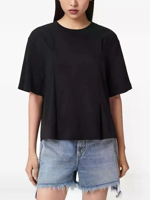 ALLSAINTS Pleated Logo-embroidered T-shirt - Black