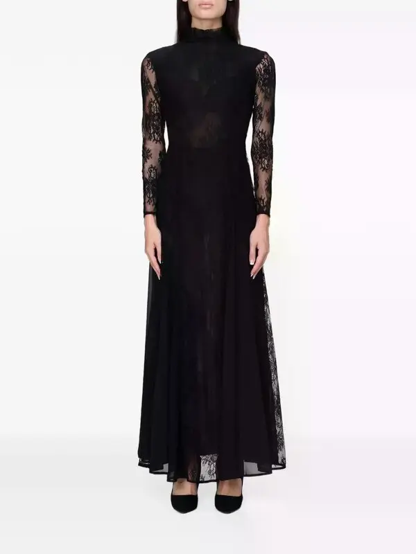 HANITA Lace-panelled High-neck Dress - Black
