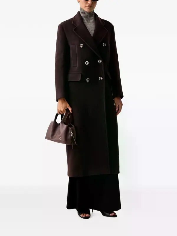 Pinko Long Double-breasted Coat In Wool-blend Fabric