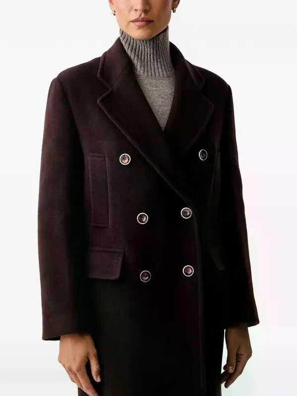 Pinko Long Double-breasted Coat In Wool-blend Fabric
