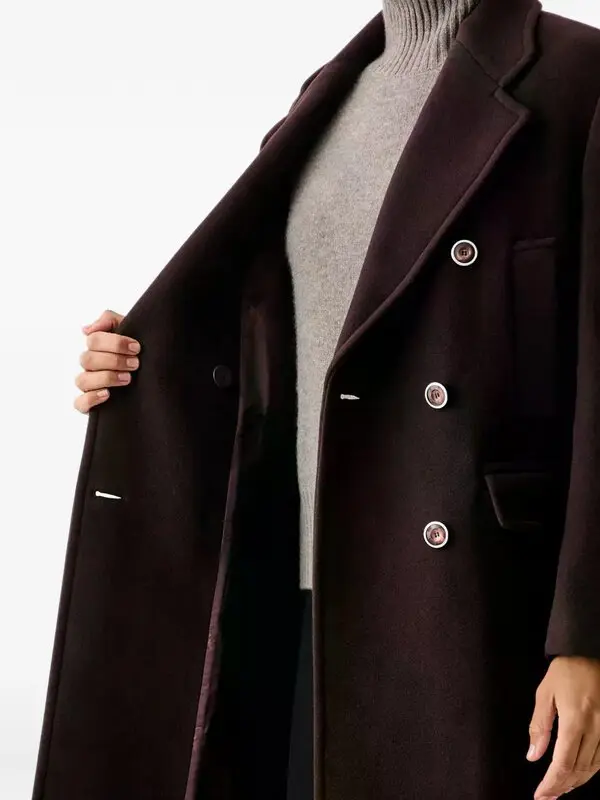 Pinko Long Double-breasted Coat In Wool-blend Fabric