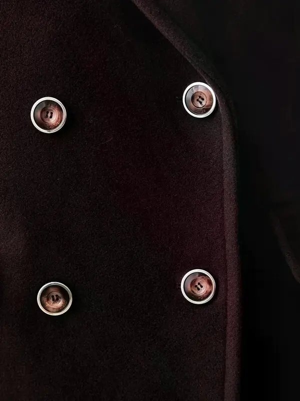Pinko Long Double-breasted Coat In Wool-blend Fabric