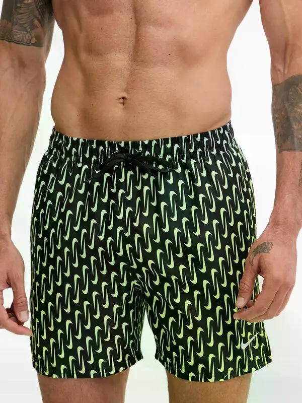 Nike Swoosh-print Swim Shorts - Black
