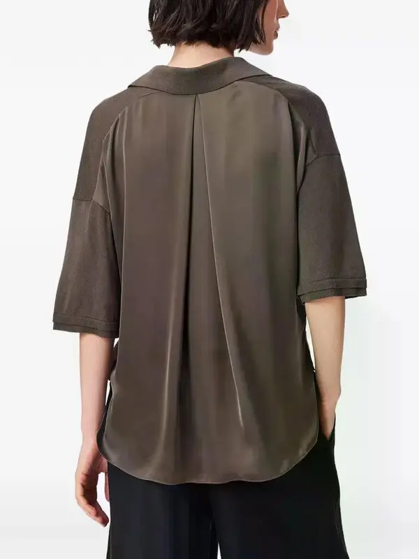 ALLSAINTS Bern Mixed-panel Polo-style Top - Brown
