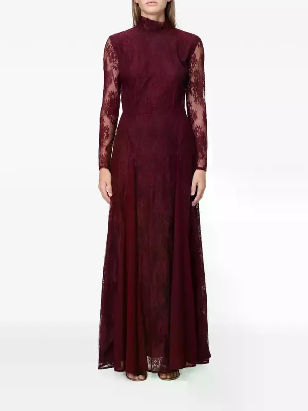 HANITA Lace-overlay Floor-length Maxi Dress - Red